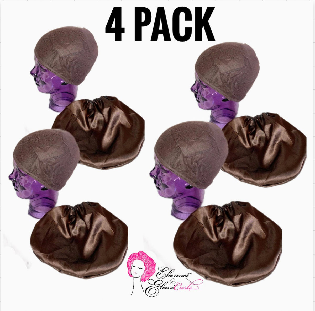 4 Pack Satin Lined Wig Caps – Ebonnet® by EboniCurls®